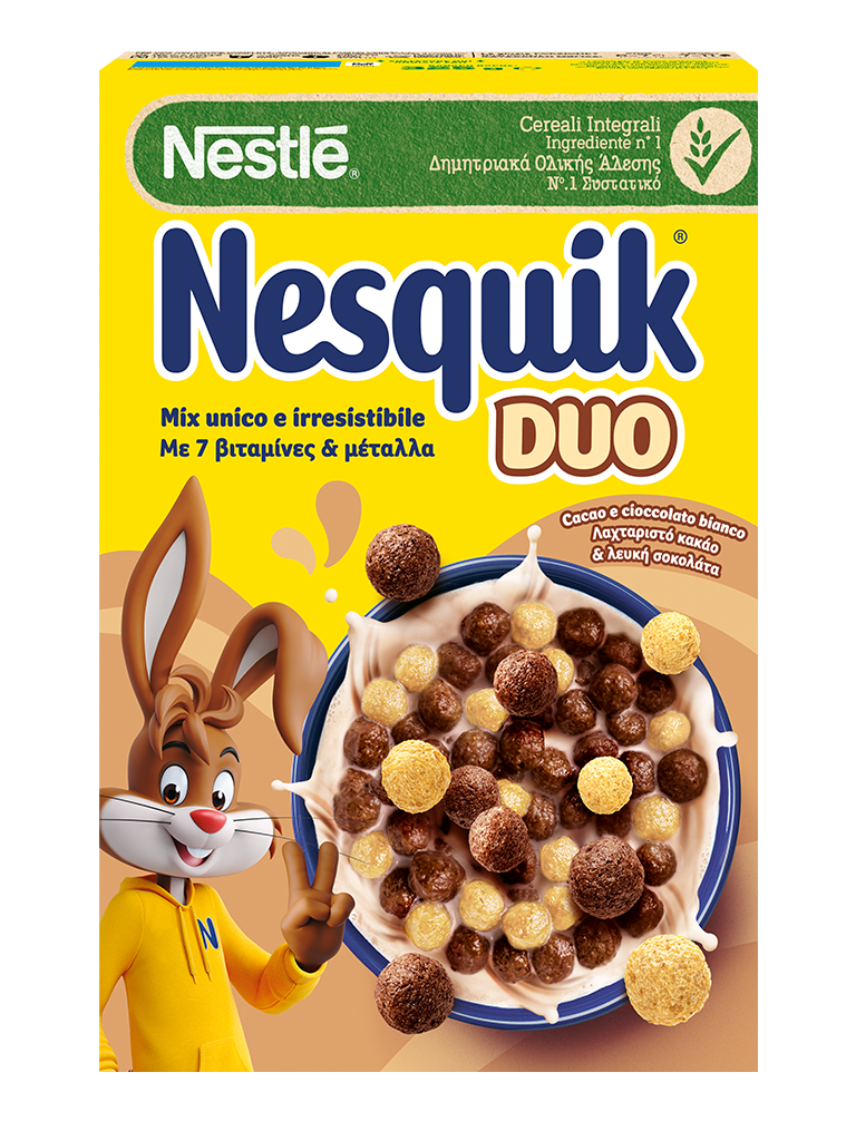 Cereali Nesquik Duo - Cacao e Cioccolato Blanco | Nestlé Cereali